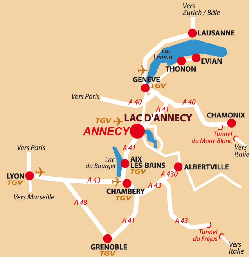 Accès à Annecy-Sévrier